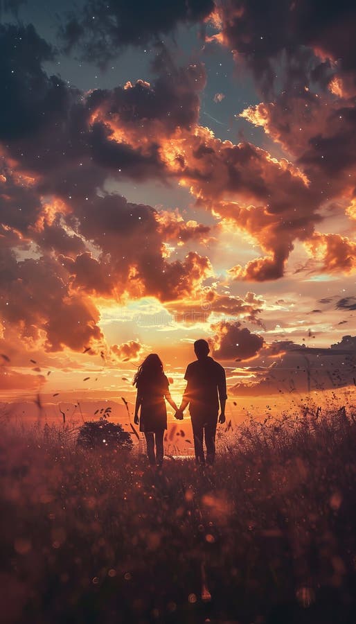 Strong Bond Girl and Man Embracing the Future Amidst World of ... Strong Bond Girl and Man Embracing the Future Amidst World of ...