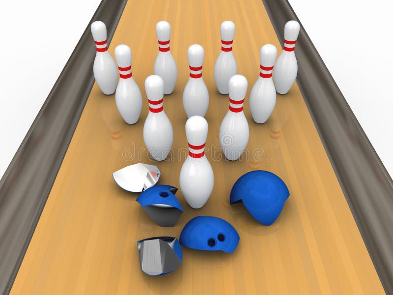 Bowling pins destroyed stock illustration. Illustration of compete ...