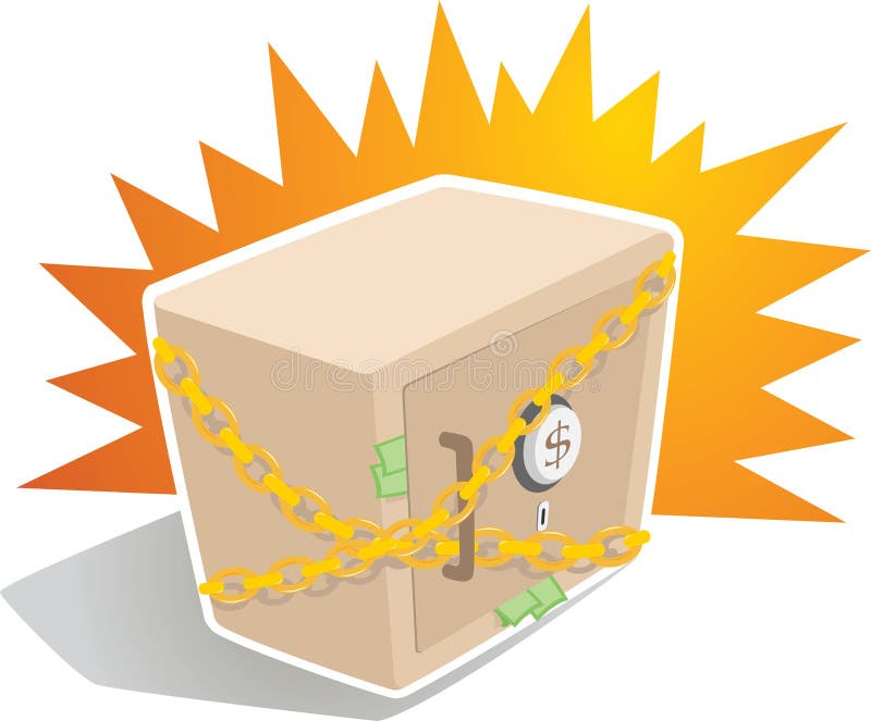 Strong Box with Chain stock vector. Illustration of comic - 5466624