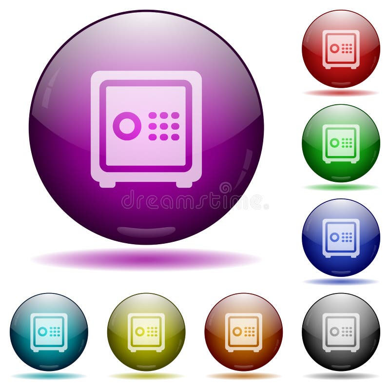 Strong Box Glass Sphere Buttons Stock Vector - Illustration of lock ...