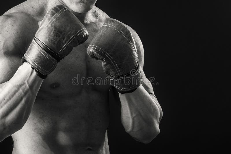 Strong Boxer on a Black Background Stock Photo - Image of competition ...
