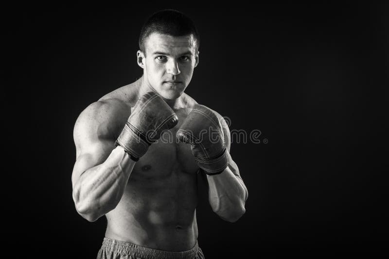 Strong Boxer on a Black Background Stock Photo - Image of male, boxing ...