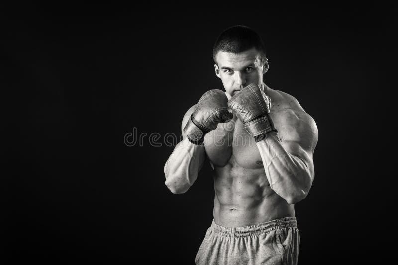 Strong Boxer on a Black Background Stock Photo - Image of competition ...