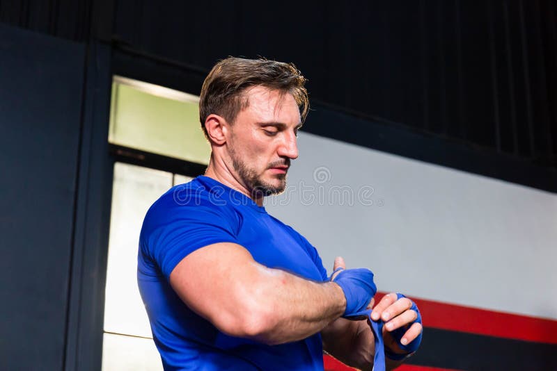 Strong Boxer Man Wrap Hands Protection Knuckle, Man is Wrapping Hands ...