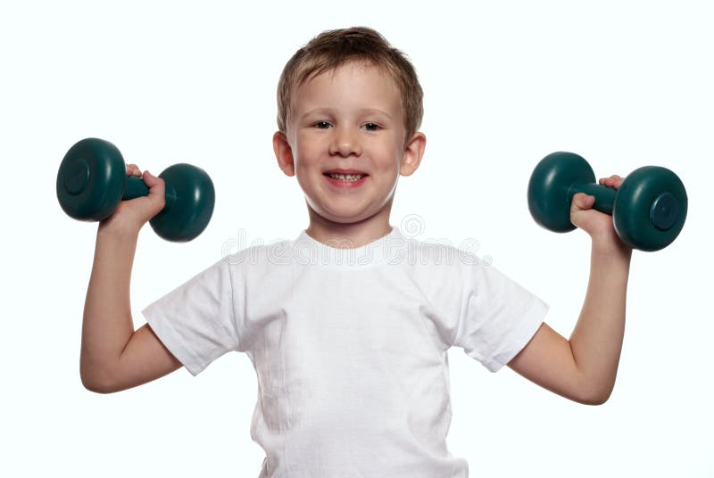 Strong boy. stock photo. Image of caucasian, dumbell - 78527520