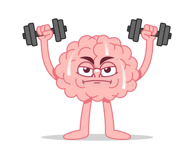 Strong Brain Character Training Dumbbells Stock Illustration ...