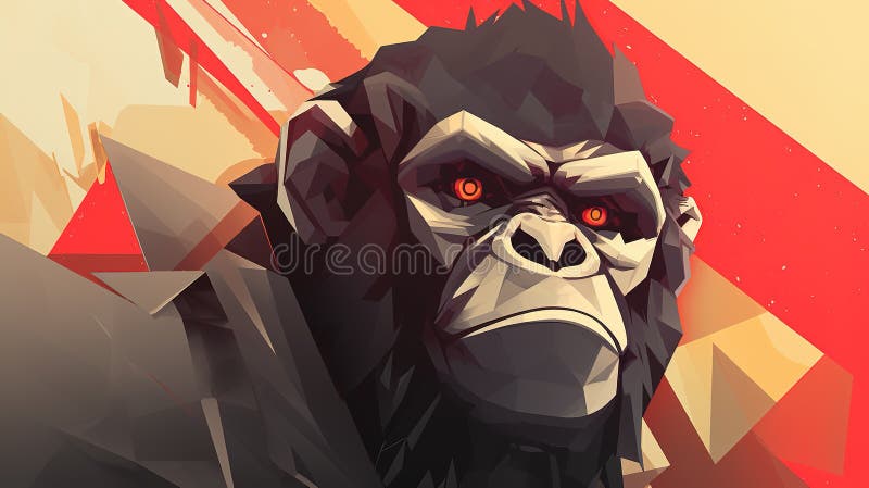 A Strong Brave Ape Face, Banner Design, Ai Generated Image Stock ...