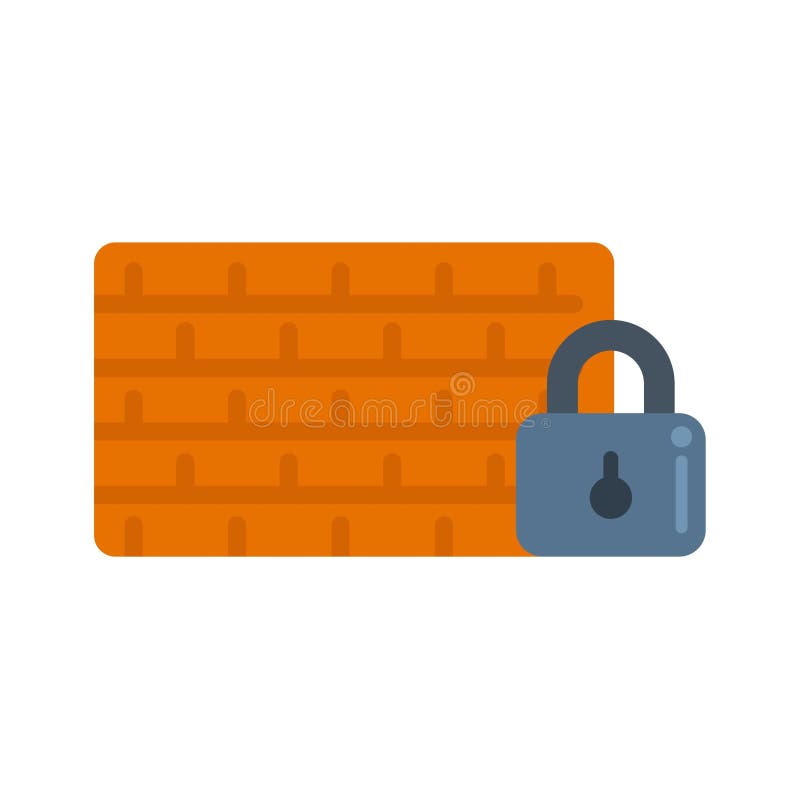 Brick Wall Firewall Protecting Data with Closed Lock Stock Illustration ...