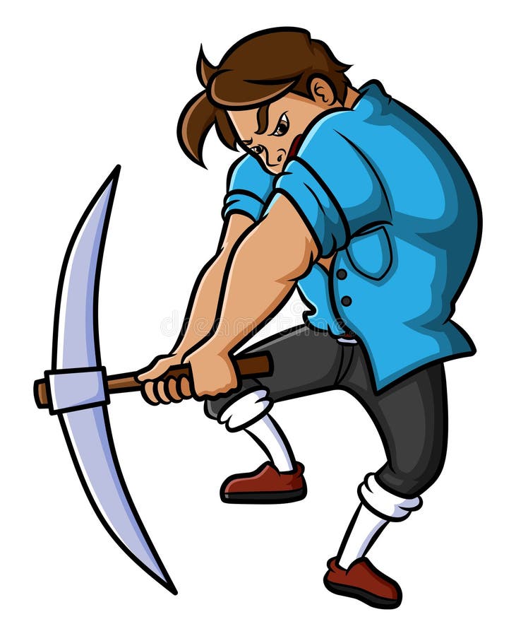 The Strong Builder Swing the Pickaxe Stock Vector - Illustration of ...