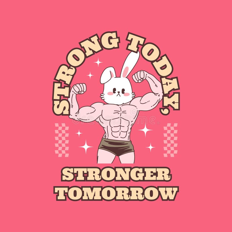 A Vector Cartoon Illustration Strong Rabbit Bunny Gym Stock Vector ...