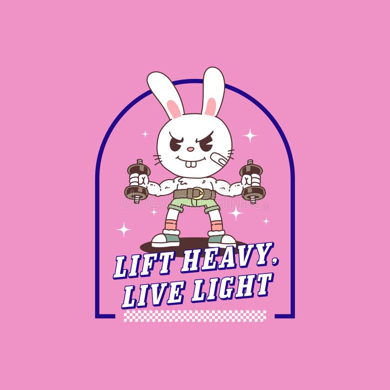 A Vector Cartoon Illustration Strong Rabbit Bunny Gym Stock Vector ...