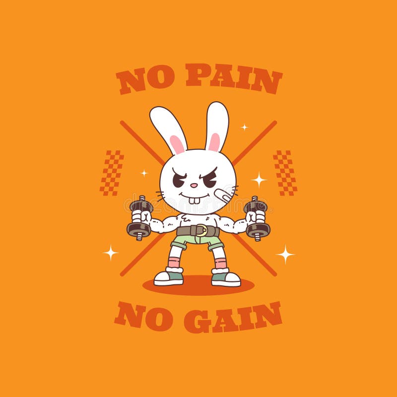 A Vector Cartoon Illustration Strong Rabbit Bunny Gym Stock Vector ...