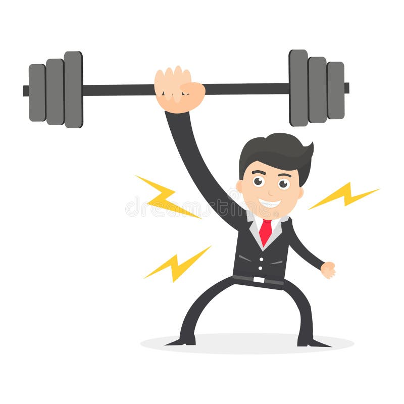 Strong Businessman Show Their Power Strength by Using Barbell Flat ...