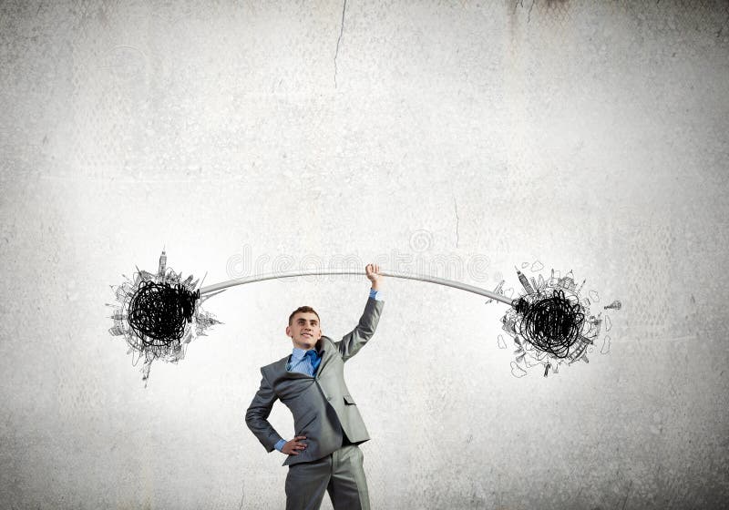 Strong businessman stock photo. Image of manpower, drawn - 44586540