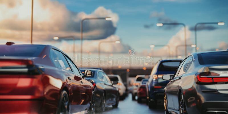 Strong Car Traffic Jams in the Hiway Stock Illustration - Illustration ...
