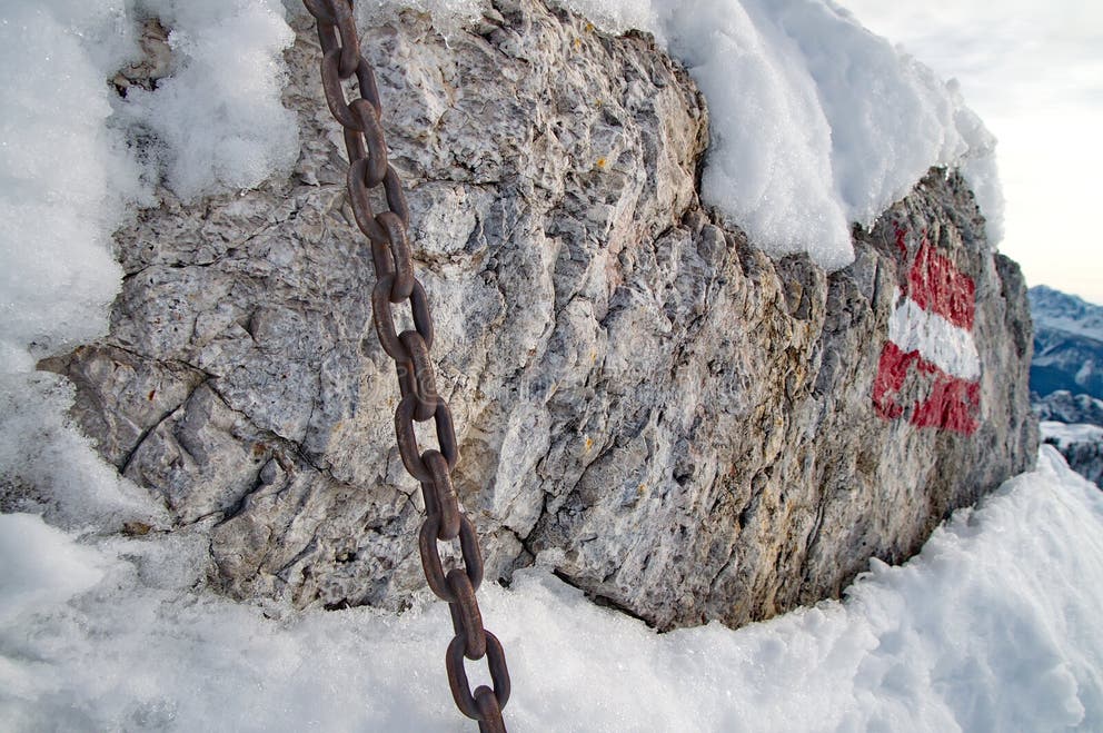Strong chain on rock stock image. Image of secure, link - 45947743