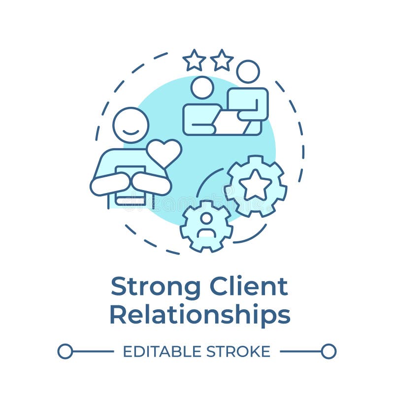 Strong Client Relationships Soft Blue Concept Icon Stock Vector ...