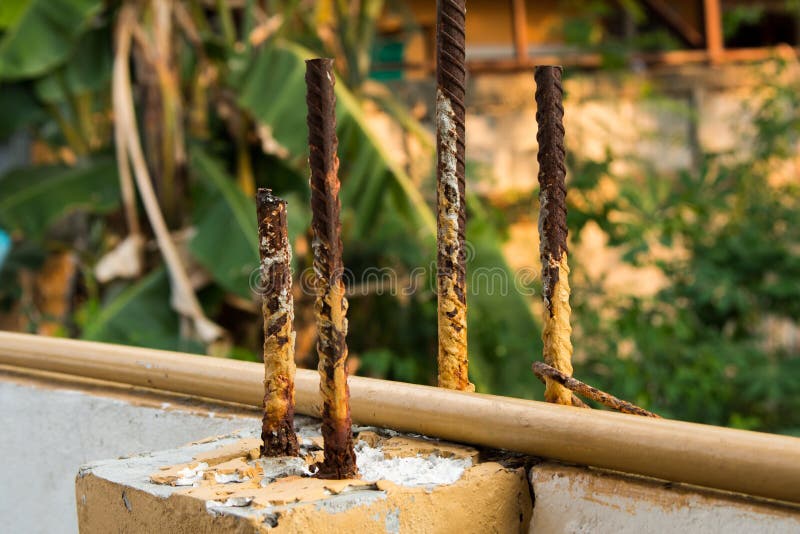 Strong Concrete Pillar with Steel Rods Stock Image - Image of material ...