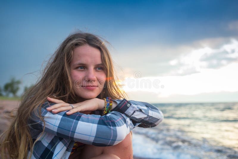 Strong Confidence Woman Open Arms Under the Sunrise at Seaside Stock ...