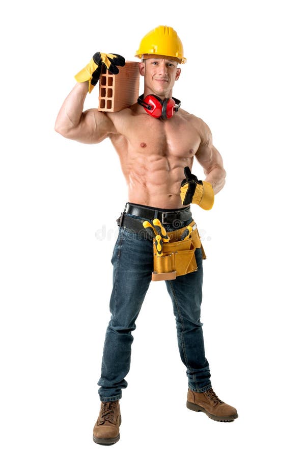 Strong construction worker stock photo. Image of power - 97672700
