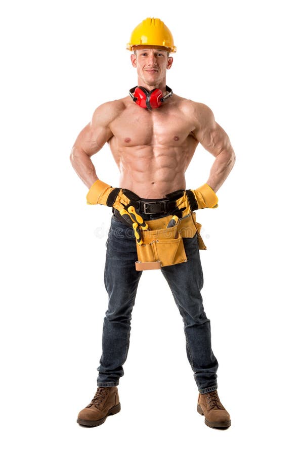 Strong construction worker stock image. Image of isolated - 97672767
