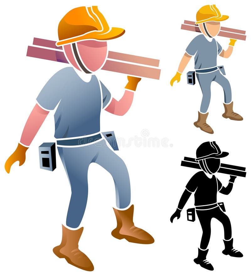 Strong construction worker stock vector. Illustration of repair - 42854557