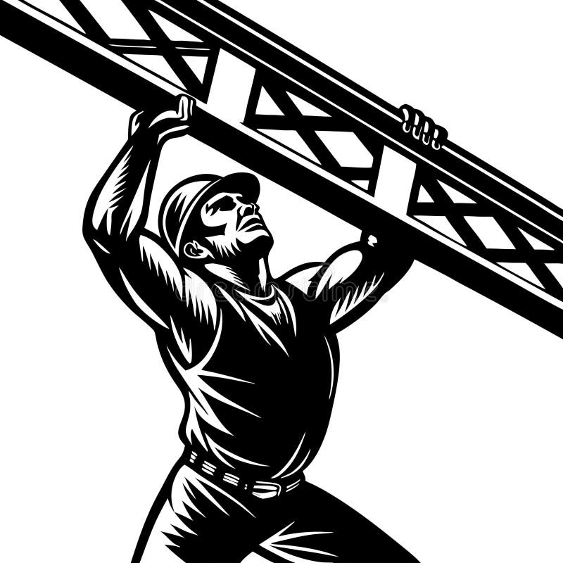 Strong Construction Worker Lifting Heavy Beam Vector Graphic for ...