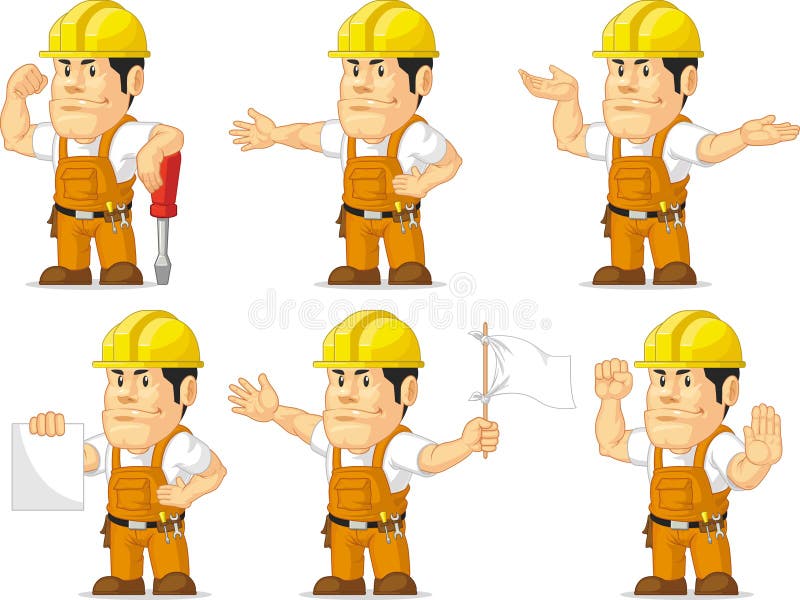 Strong Construction Worker Mascot Stock Vector - Illustration of ...