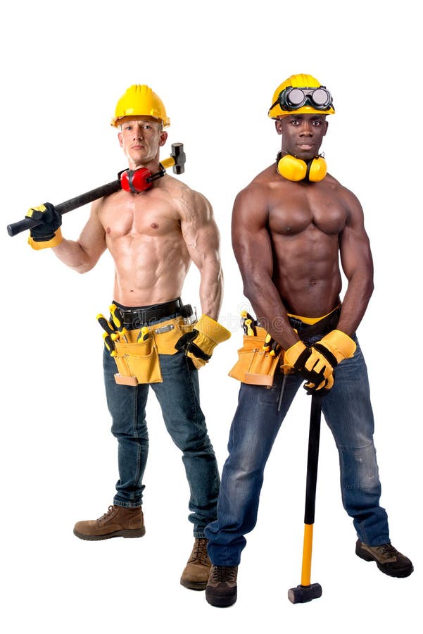 Strong Construction Workers Stock Photo - Image of isolated, occupation ...