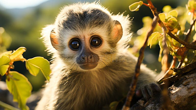 A Strong Cute Primate in the Wild Looking at Camera Stock Image - Image ...