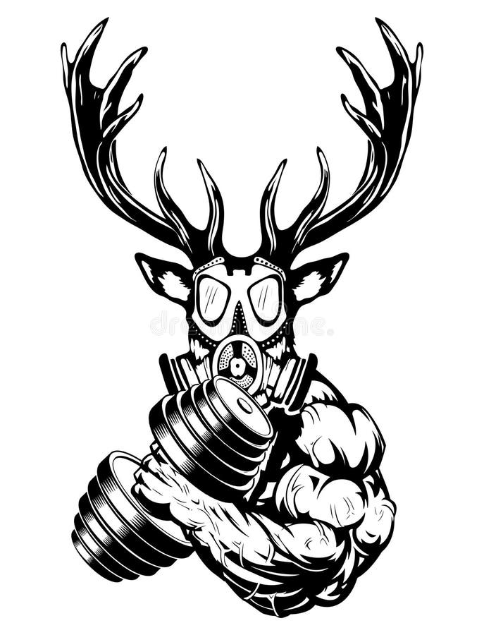 Strong Deer the Athlete Performs the Exercise for Biceps with Dumbbells ...