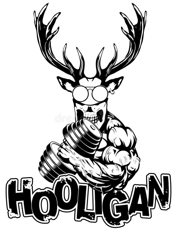 Strong Deer the Athlete Performs the Exercise for Biceps with Dumbbells ...