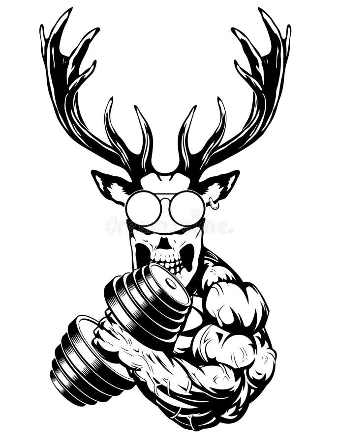 Strong Deer-man on the Texture of the Skin. Stock Vector - Illustration ...