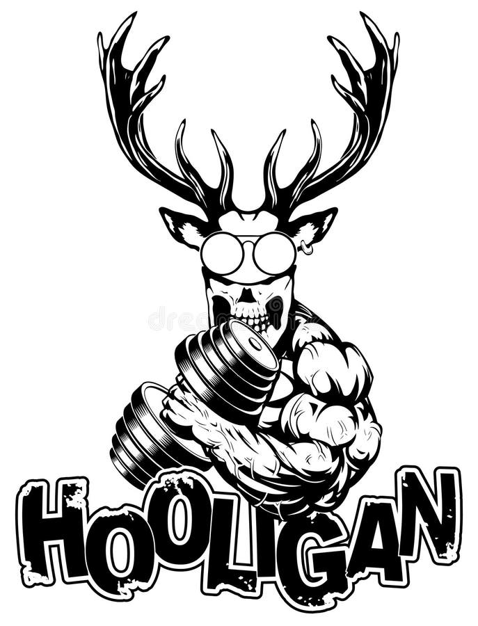 Strong Deer the Athlete Performs the Exercise for Biceps with Dumbbells ...