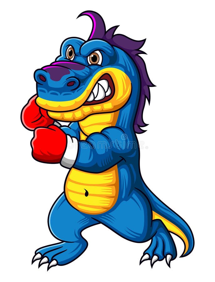 Strong Dinosaur Using Red Boxing Gloves Stock Vector - Illustration of ...