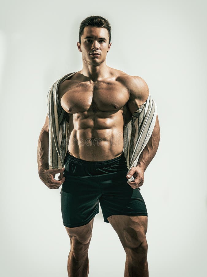 Strong Man Flexing Muscles in Underwear Stock Photo - Image of ...