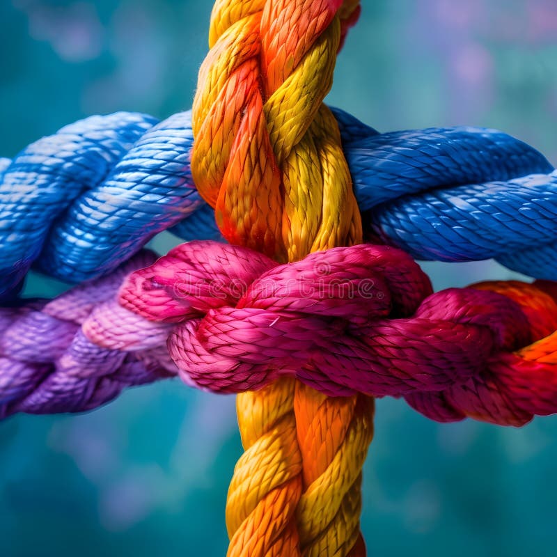 Strong Diverse Network Rope Stock Illustration - Illustration of ...