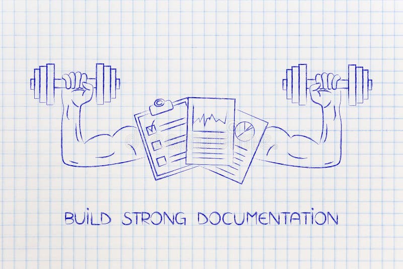 Strong Documents with Muscled Arms Lifting Dumbbells Stock Illustration ...
