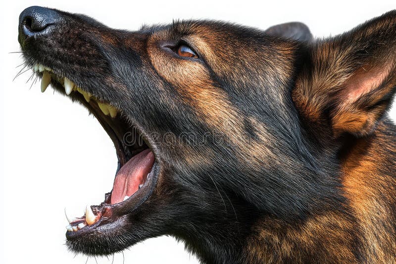 Dog Barking with Open Mouth Showcasing Powerful Jaws in Intense ...