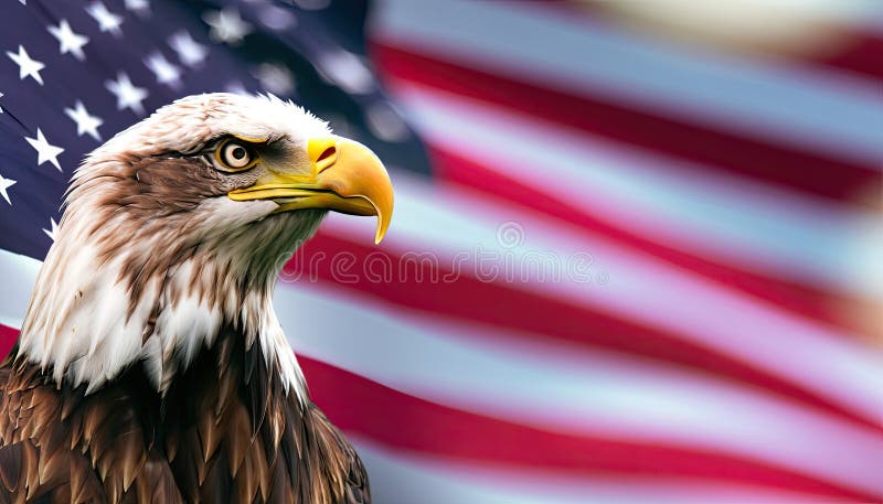 Strong Eagle on Background is American Flag Blur Effect, American ...