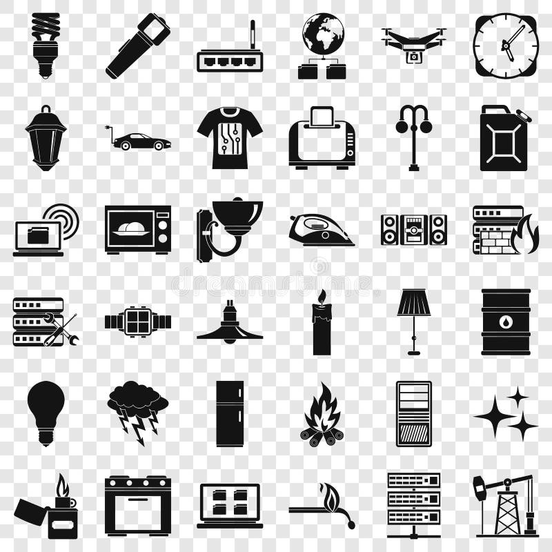 Strong Electricity Icons Set, Simple Style Stock Vector - Illustration ...