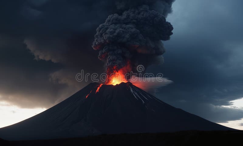 A Strong Eruption of a Black Volcano. Stock Photo - Image of hurricane ...