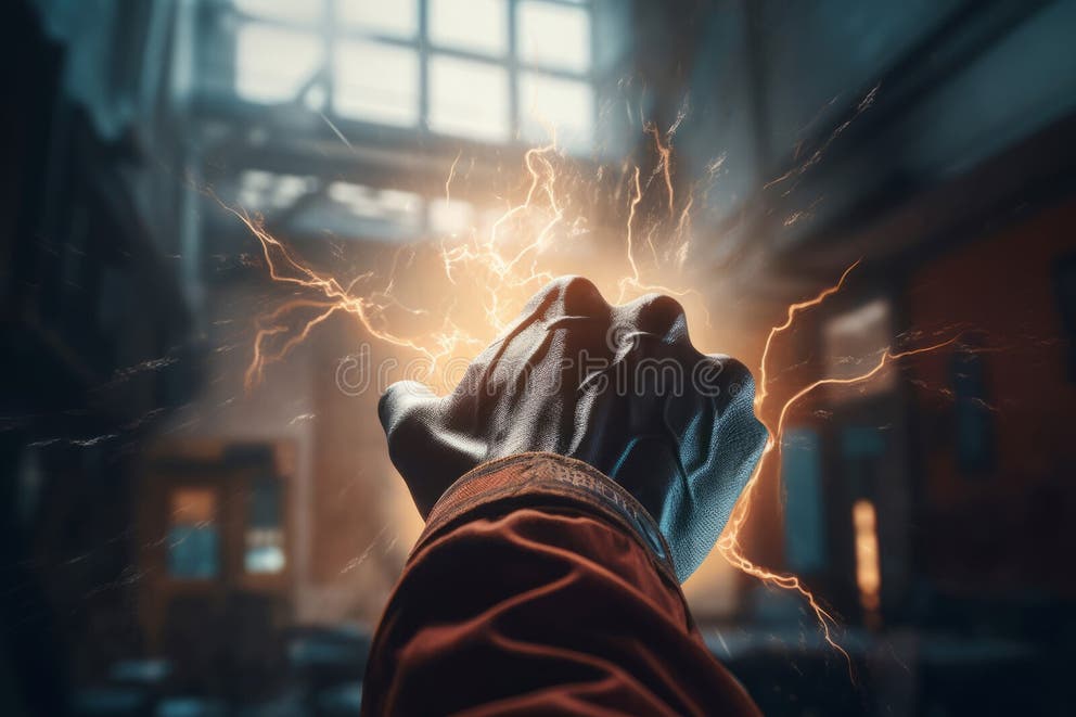 Strong Explosions Dramatic Hands Lightning. Generate Ai Stock Image ...