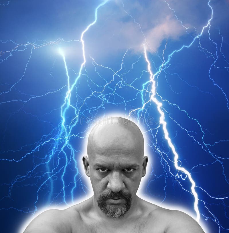 Strong Fearless Man Hit by Multiple Lightnings Stock Photo - Image of ...