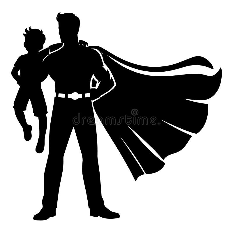 Strong & Fearless Super Dad Silhouette Art Stock Vector - Illustration ...