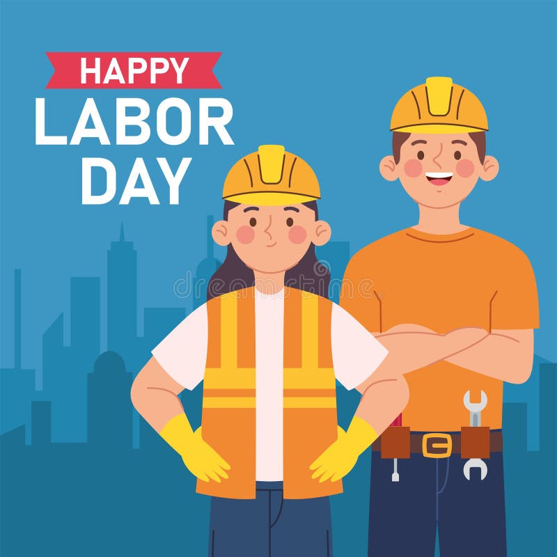Builders at Work on Labor Day Celebration Stock Illustration ...