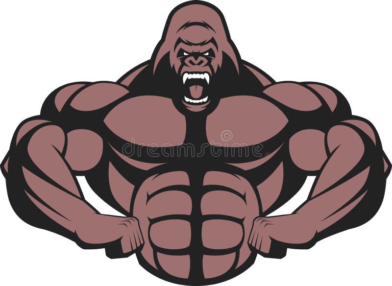 Strong ferocious gorilla stock vector. Illustration of flex - 71327845
