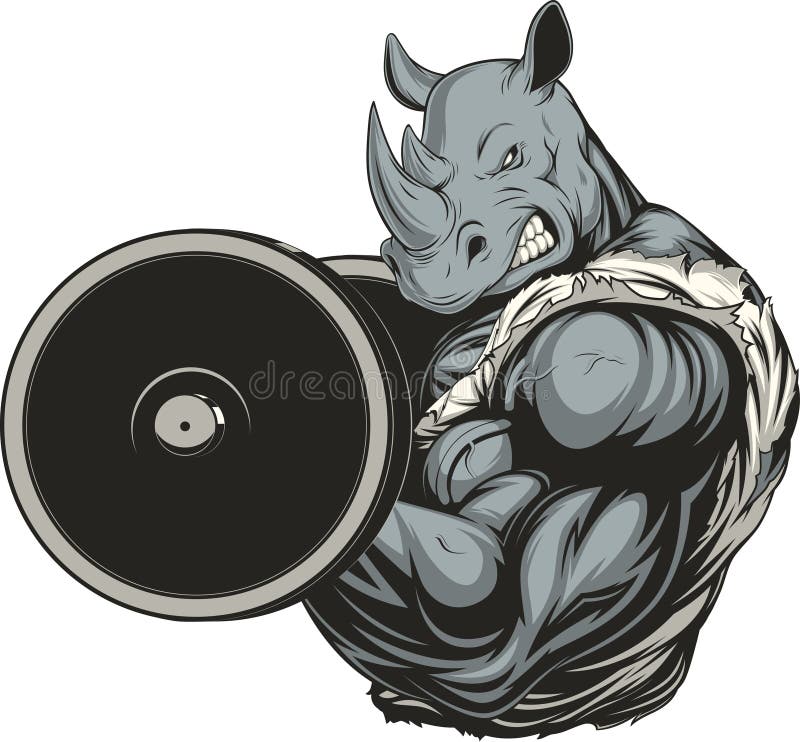 Strong ferocious rhino stock vector. Illustration of diet - 71498354
