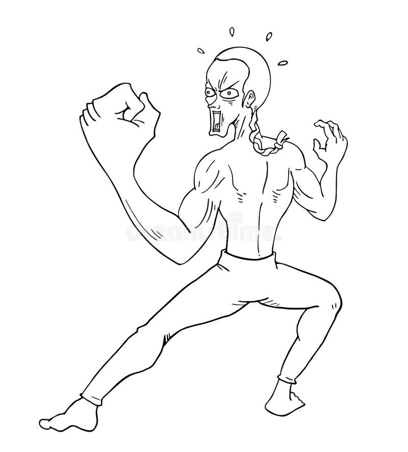 Strong fighter hand draw stock vector. Illustration of spunky - 298422825