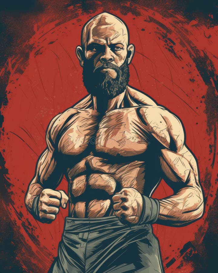 Strong Fighter Illustration. Created by Generative Artificial ...